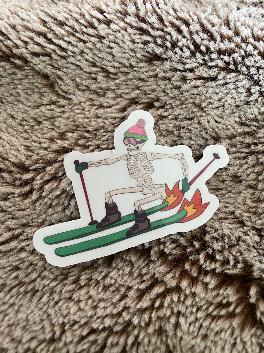 Skiing Skeleton Sticker | High Quality Vinyl | Scratch Resistant ...
