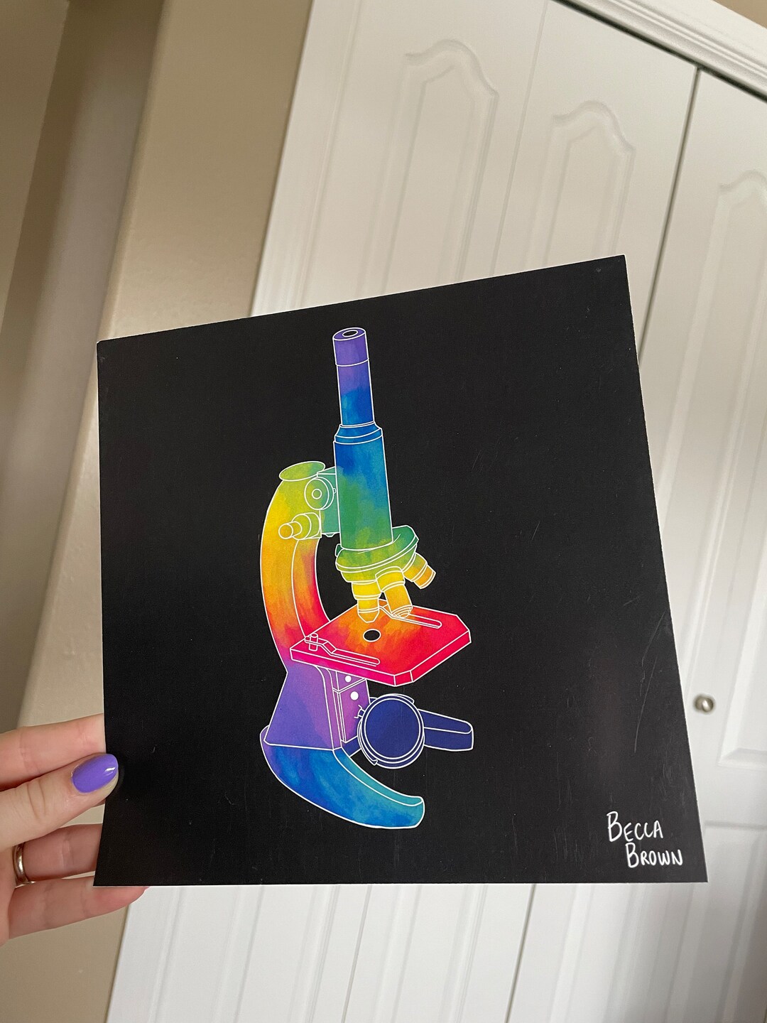 Rainbow Microscope Print | Plain Black Background or Rainbow Swirls | 8 ...