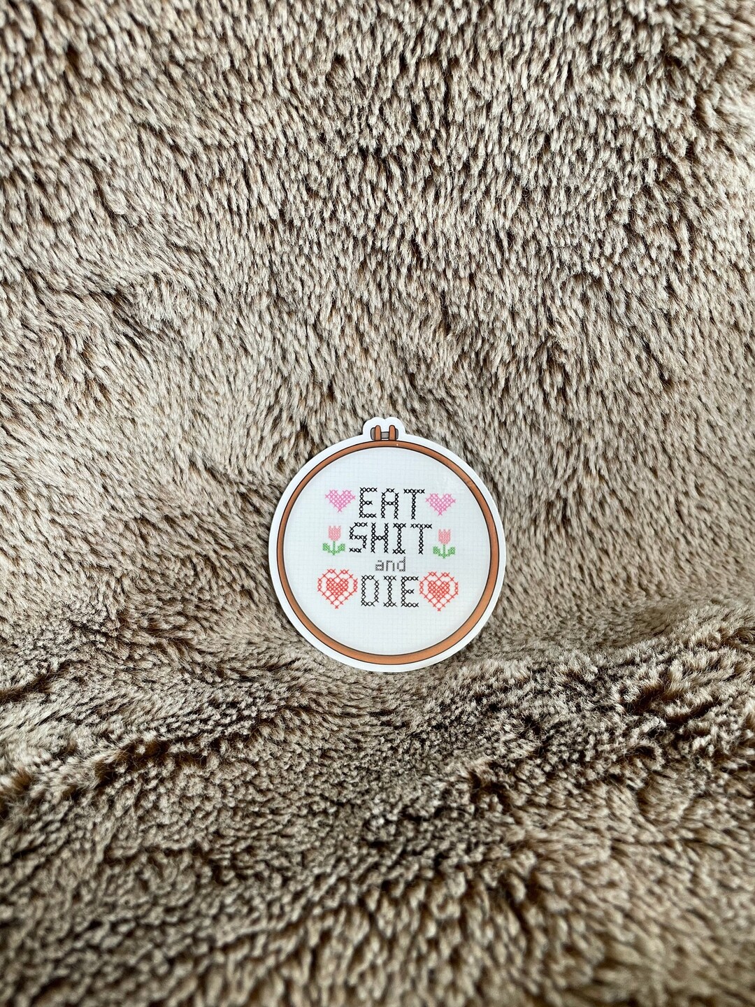 Eat Shit and Die Sticker | Faux Cross Stitch | High Quality Vinyl ...