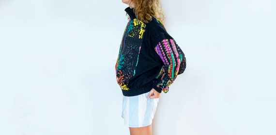 80s Early 90s Vintage Jacket Cotton Black Hippie Hiph… - Gem