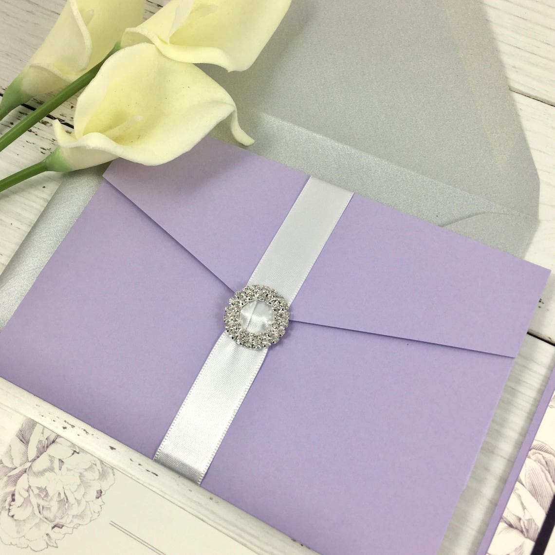 Lavender and Silver Wedding Invitation Lilac Floral Wedding | Etsy