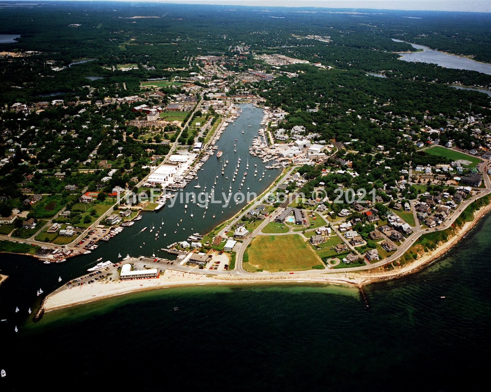 Cape Cod Falmouth Harbor Massachusetts 16" X 20" Frameable Aerial ...