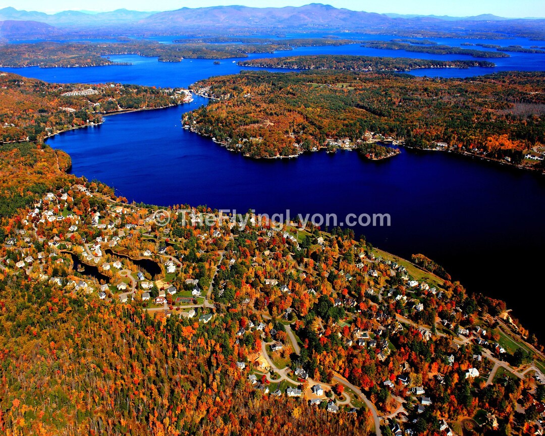 South Down Shore Paugus Bay Fall Foliage NH 16" X 20" Frameable Aerial ...