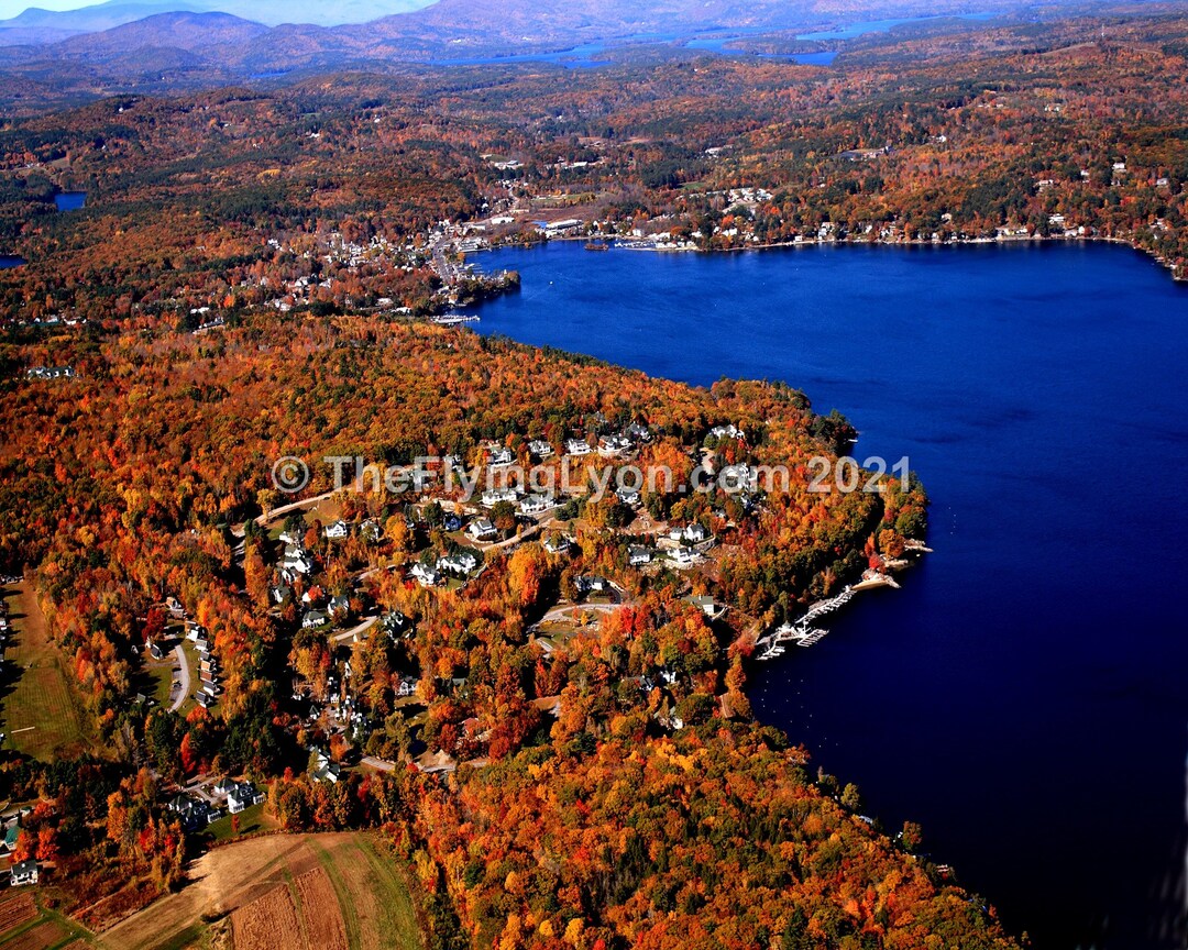 Meredith NH Fall Foliage Lake Winnipesaukee 16" X 20" Frameable Aerial ...