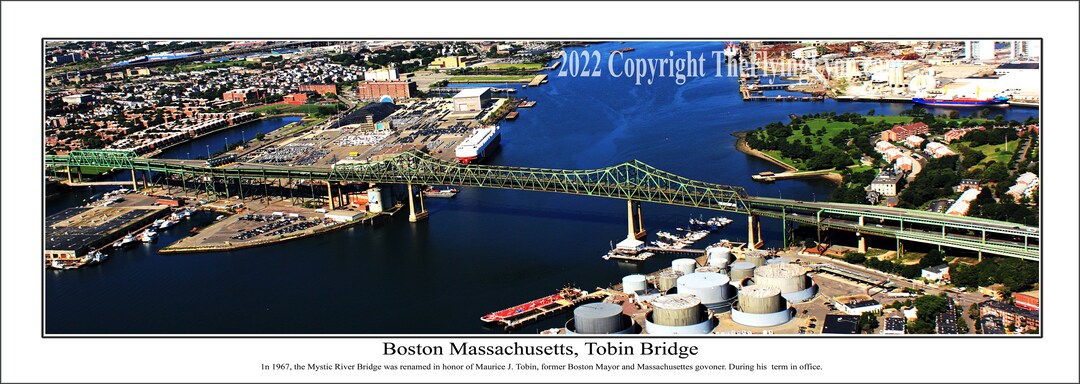 Boston Massachusetts Tobin Bridge Photograph 40" X 16" Frameable Aerial ...
