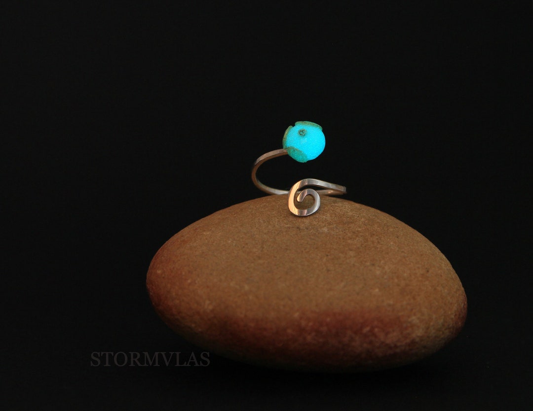Adjustable Glow In The Dark Silver Ring Tiny Berry Ring Floral Light ...