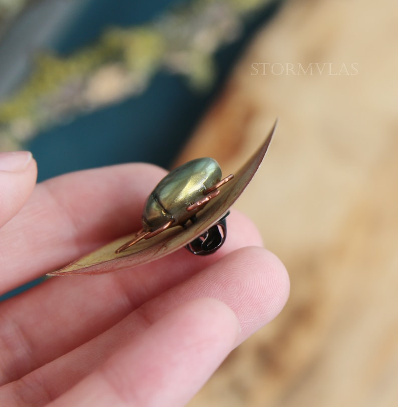 The Gold Bug Pin Polymer Clay Pin Miniature Insect Brooch Scarabaeus ...