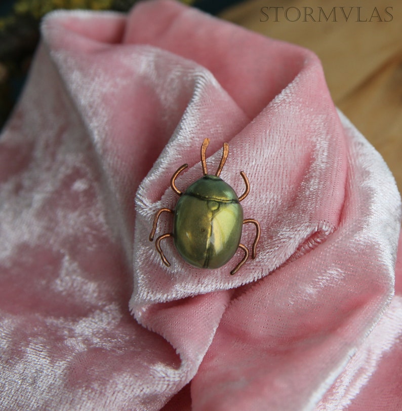 The Gold Bug Pin Polymer Clay Pin Miniature Insect Brooch Scarabaeus ...