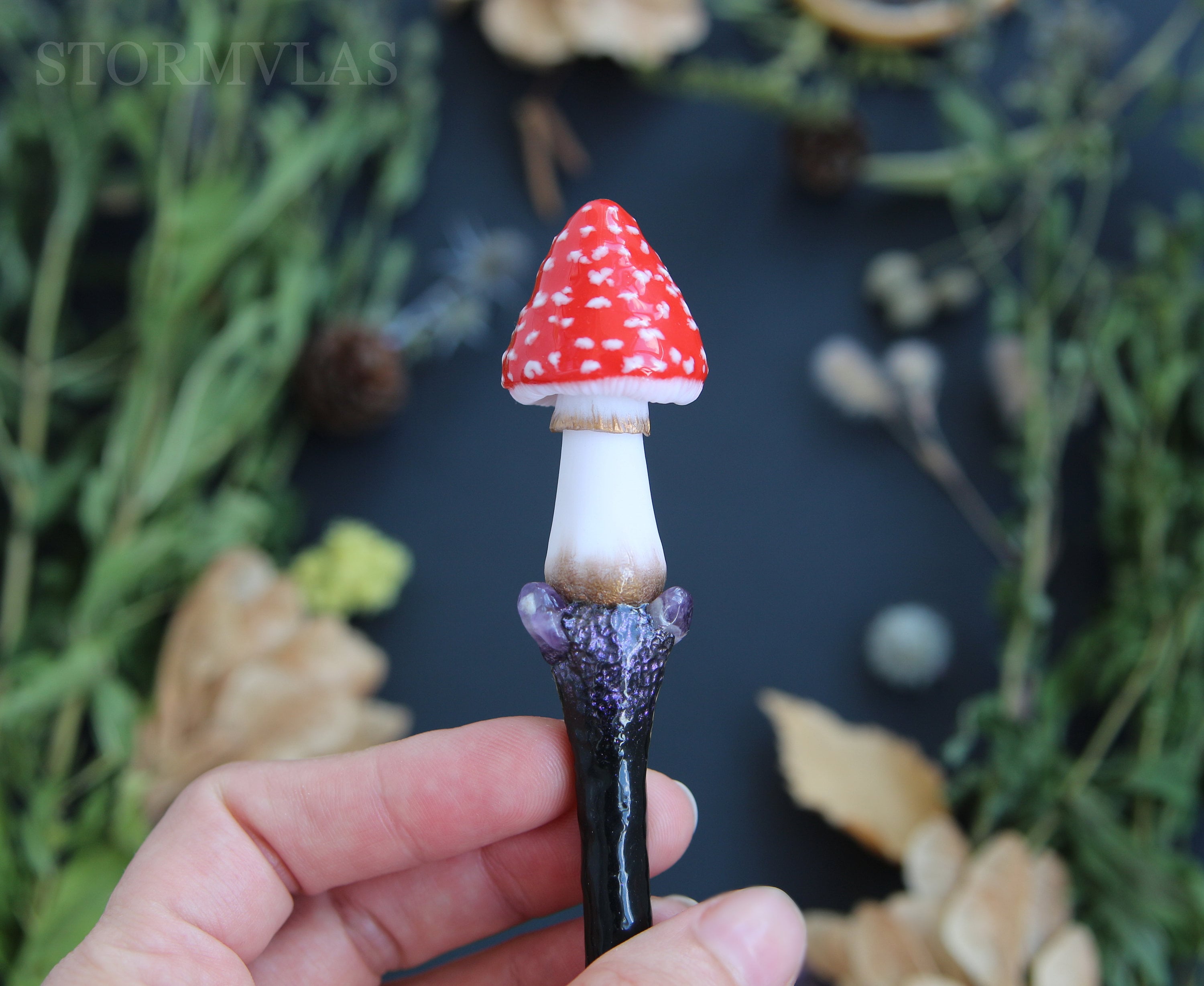 Mushroom Hair Pin Amanita Stick Cosplay Decor Wizard Staff Magical ...
