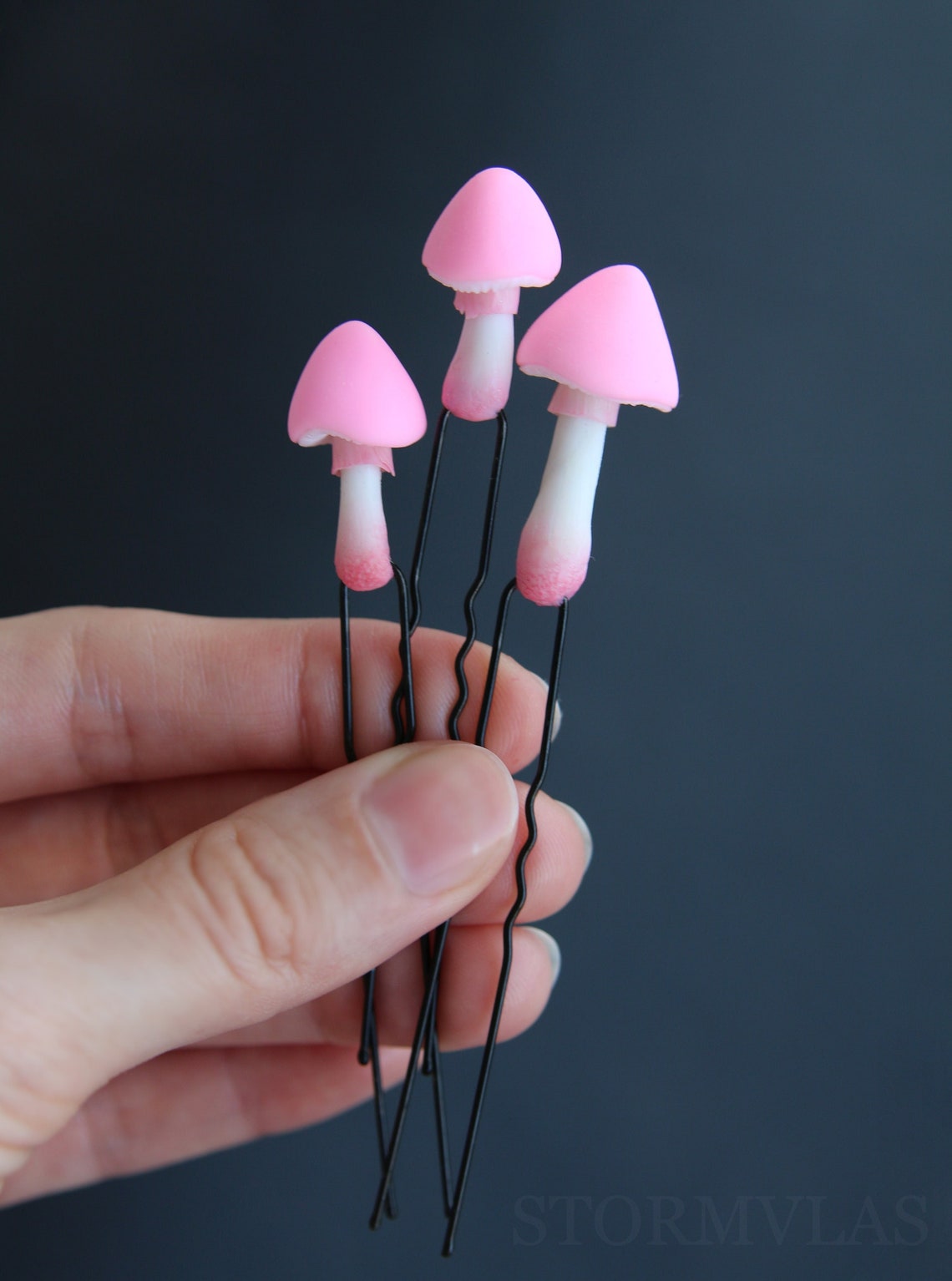 3 Pieces Set Pink Mushroom Hair Pins Amanita Hair Jewelry Hair - Etsy