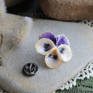 Violet Pin Purple Violet Pin Floral Brooch Purple Flower Pin Handmade ...