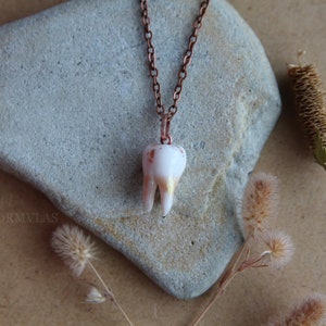 Realistic Molar Pendant Tooth Fang Necklace Polymer Clay Hand Sculpted ...