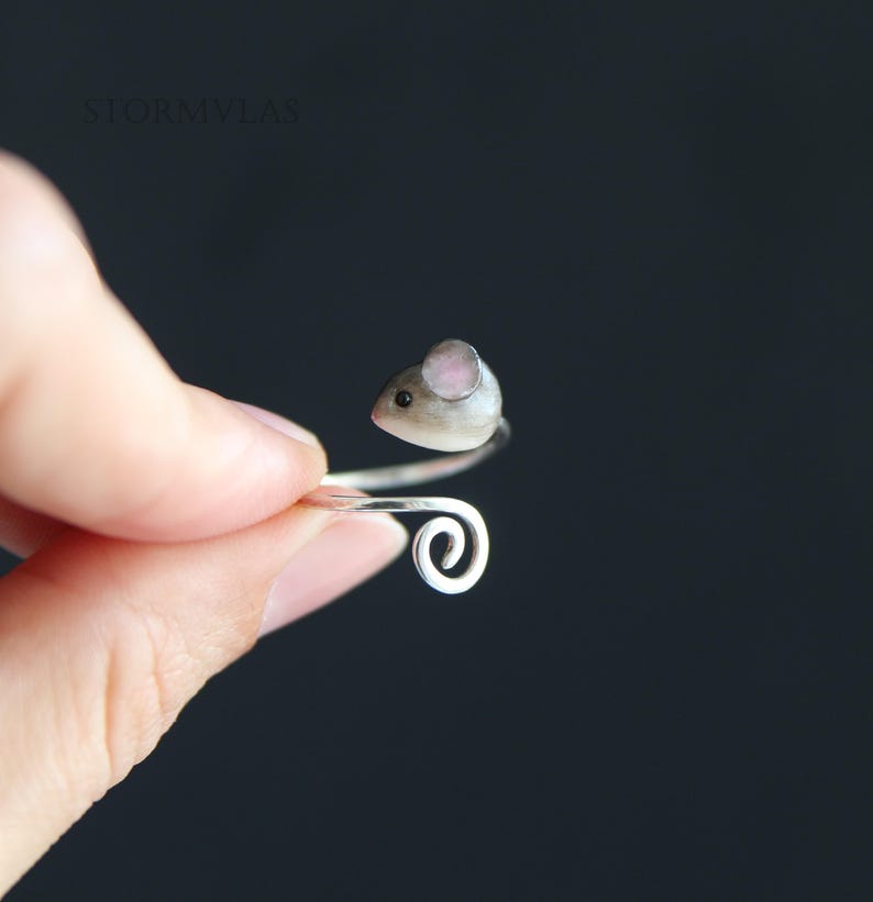 Adjustable Mouse Ring Totem Ring Mouse Mice Animal Lover Jewelry Open ...