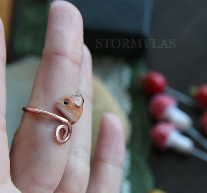 Adjustable Mouse Ring Totem Ring Mouse Mice Animal Lover Jewelry Open ...
