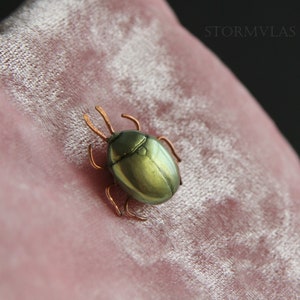 The Gold Bug Pin Polymer Clay Pin Miniature Insect Brooch Scarabaeus ...