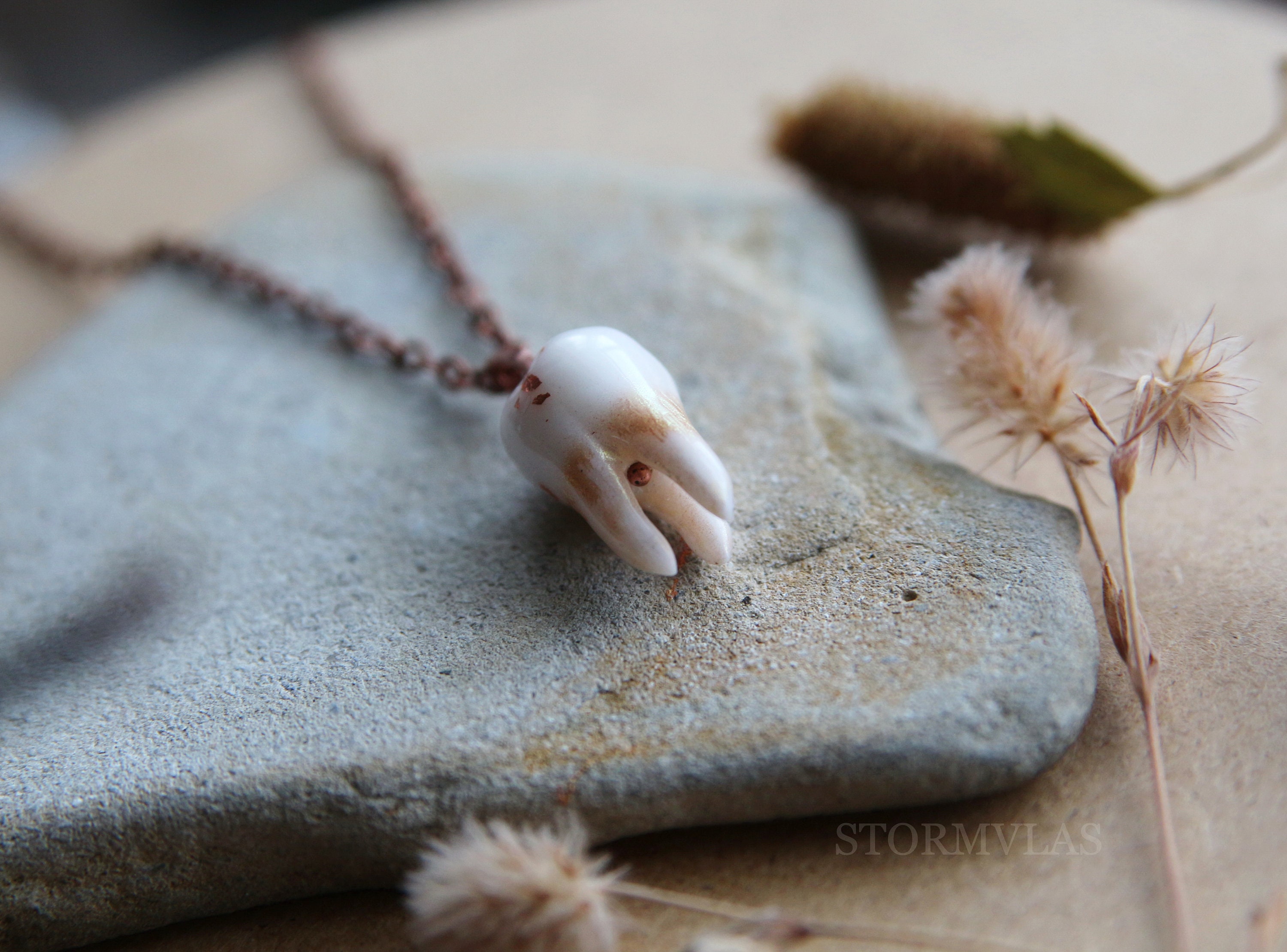 Realistic Molar Pendant Tooth Fang Necklace Polymer Clay Hand Sculpted ...