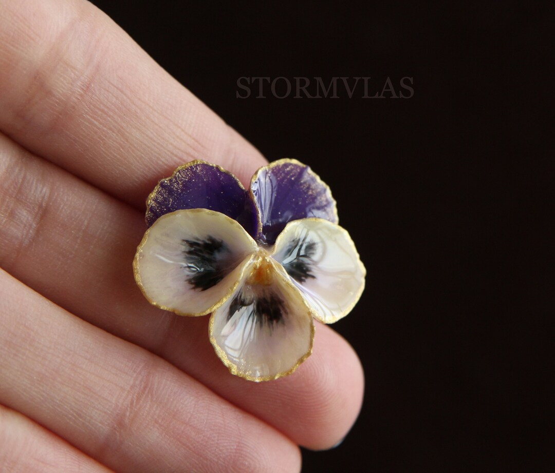 Violet Pin Purple Violet Pin Floral Brooch Purple Flower Pin Handmade ...