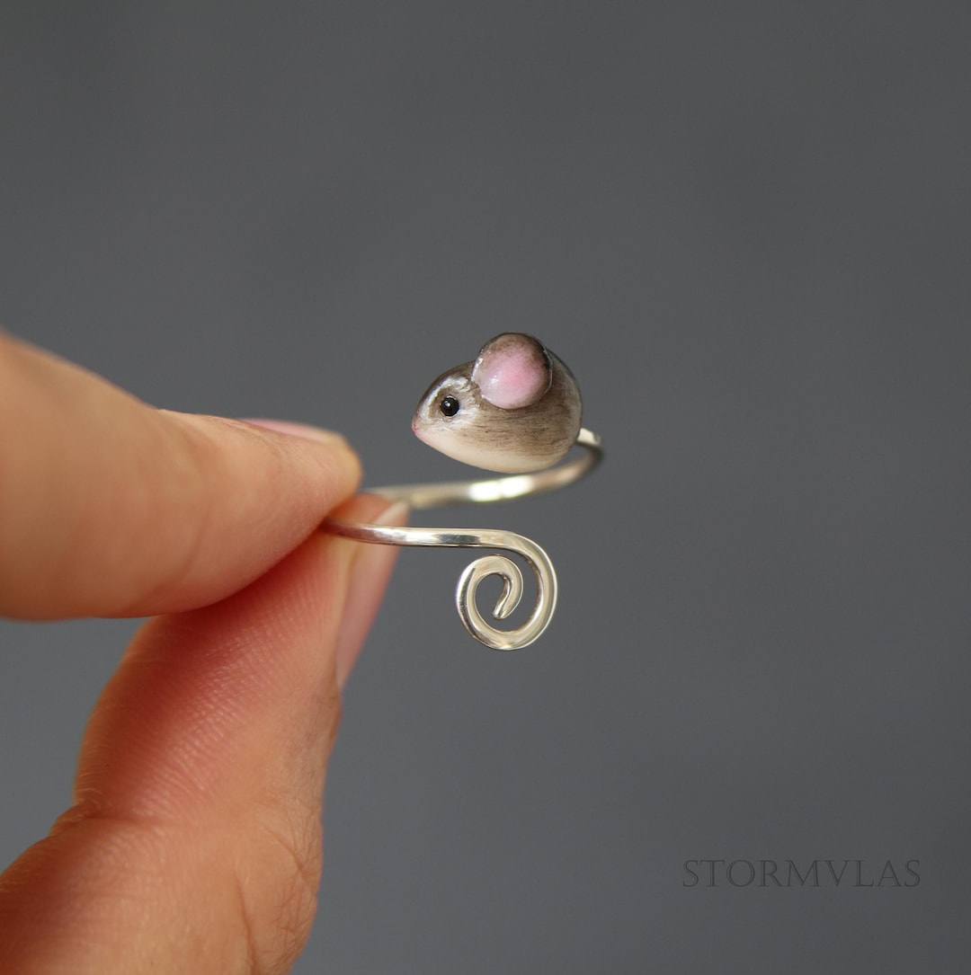 Adjustable Mouse Ring Totem Ring Mouse Mice Animal Lover Jewelry Open ...