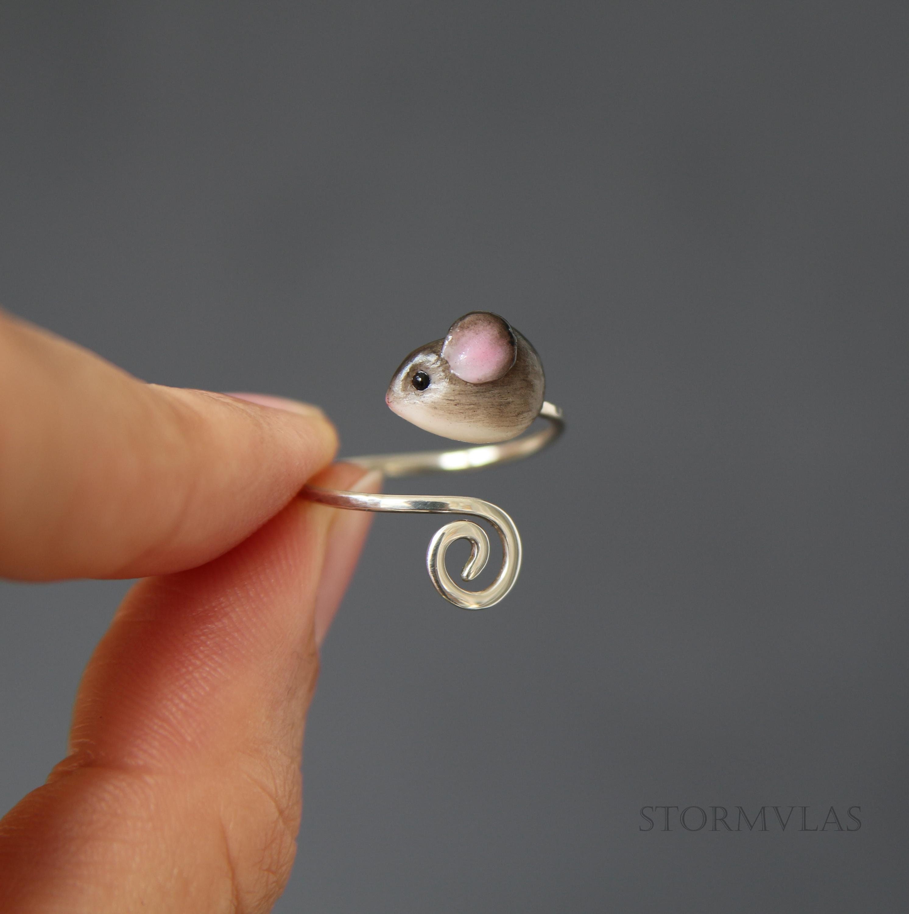 Adjustable Mouse Ring Totem Ring Mouse Mice Animal Lover Jewelry Open ...