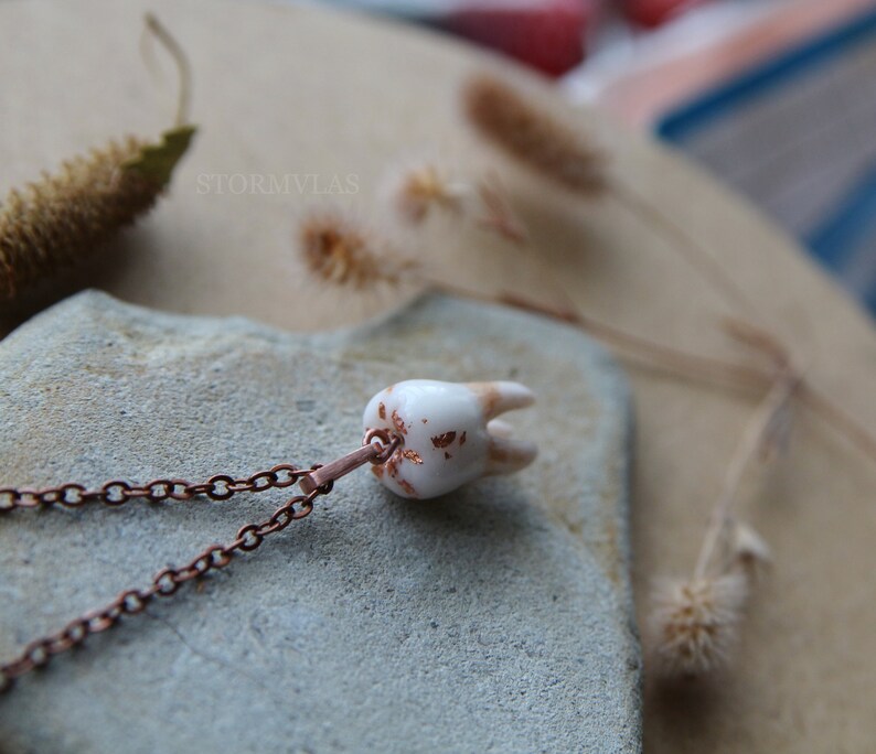 Realistic Molar Pendant Tooth Fang Necklace Polymer Clay Hand Sculpted ...
