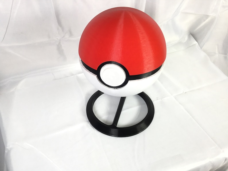Large Custom 7″ POKEMON POKEBALL PROP Storage Container & Display Stand ...
