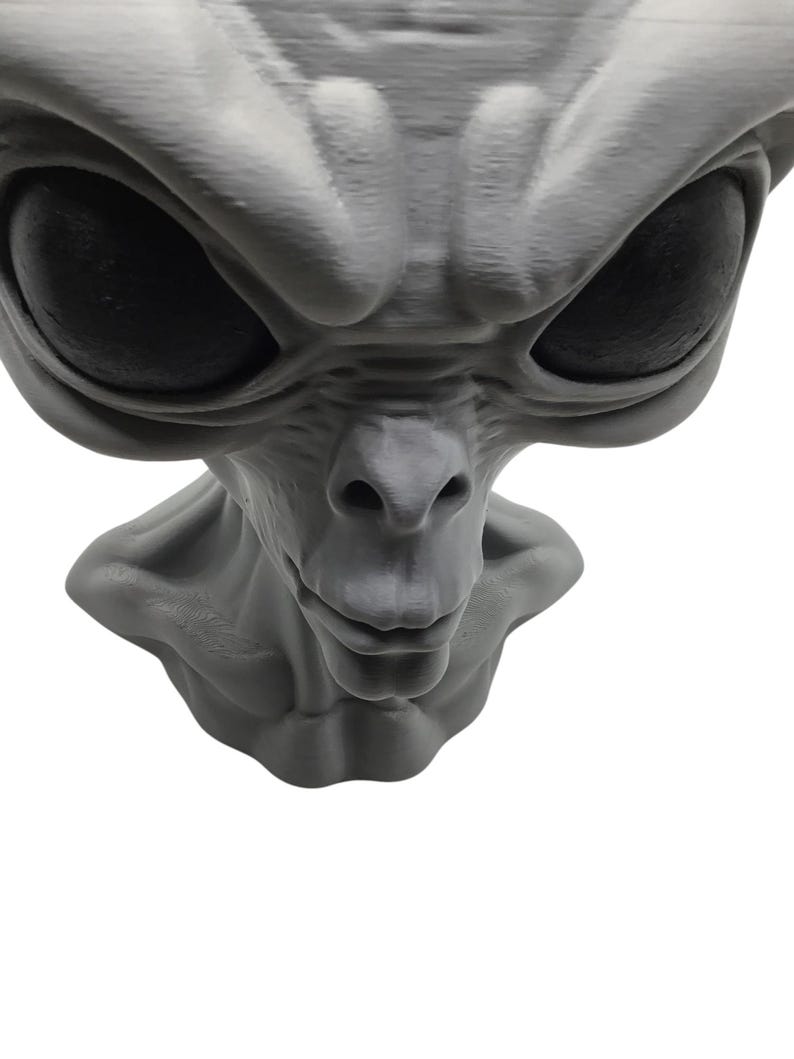 Large Alien Bust Sculpture 12.5" Detailed Grey Martian Head Sci-fi ...
