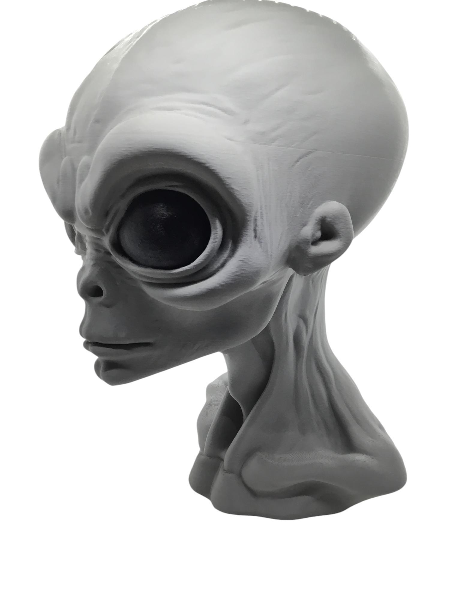 Large Alien Bust Sculpture 12.5" Detailed Grey Martian Head Sci-fi ...