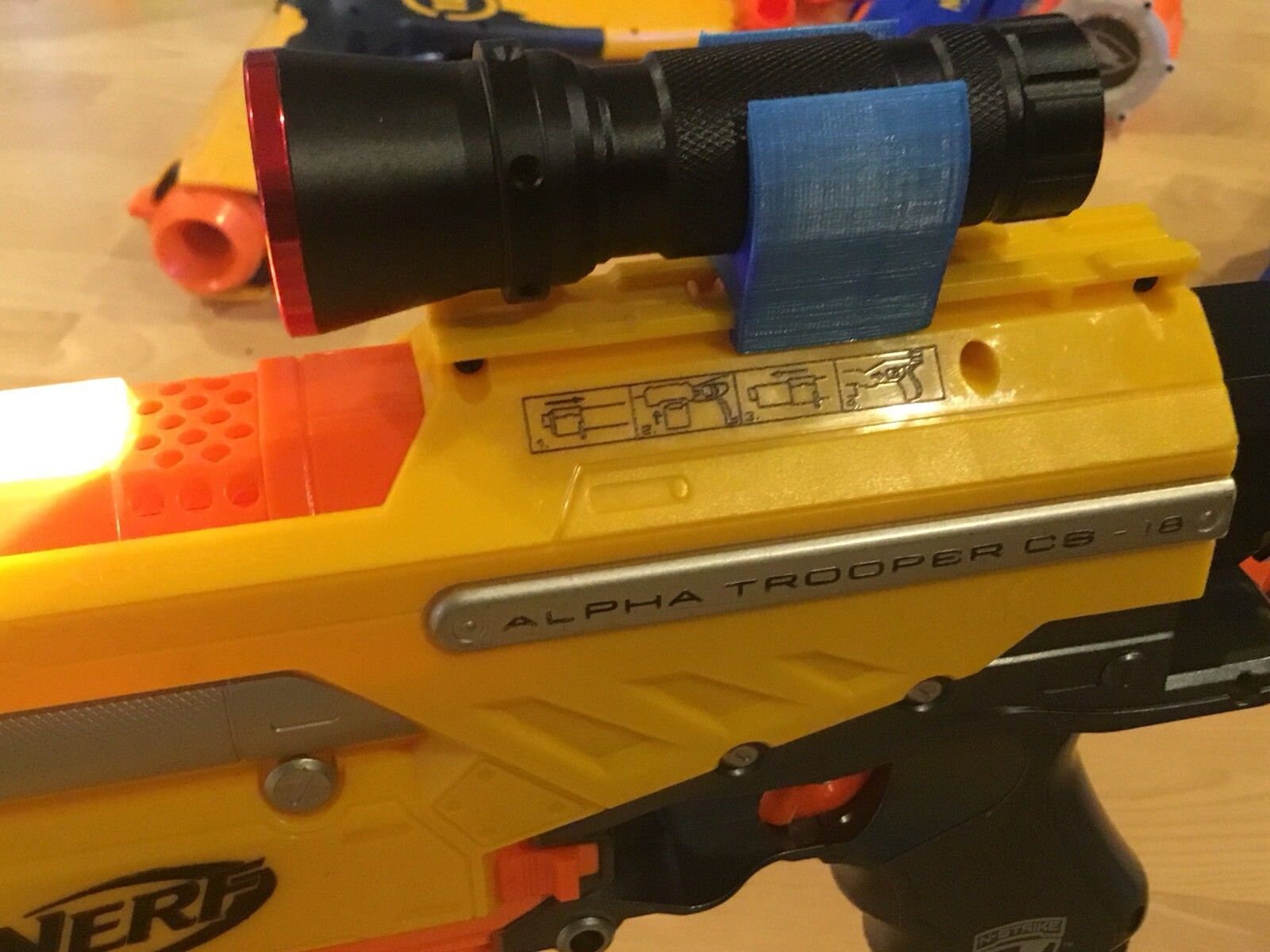 Nerf Compatible Flashlight Rail Mount Unit and LED Flash Light (combo ...
