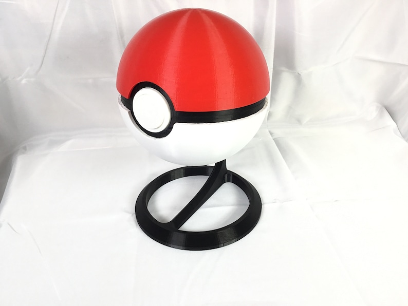 Large Custom 7″ POKEMON POKEBALL PROP Storage Container & Display Stand ...