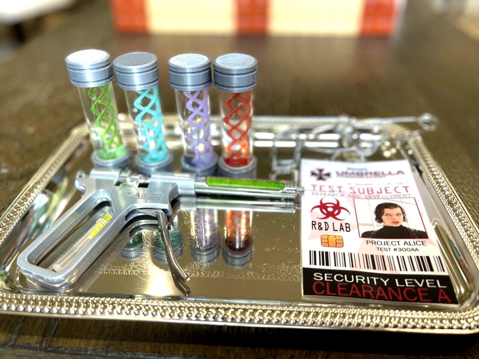 Resident Evil Metal Syringe T-virus Antidotes Tray ID Clamp Umbrella ...