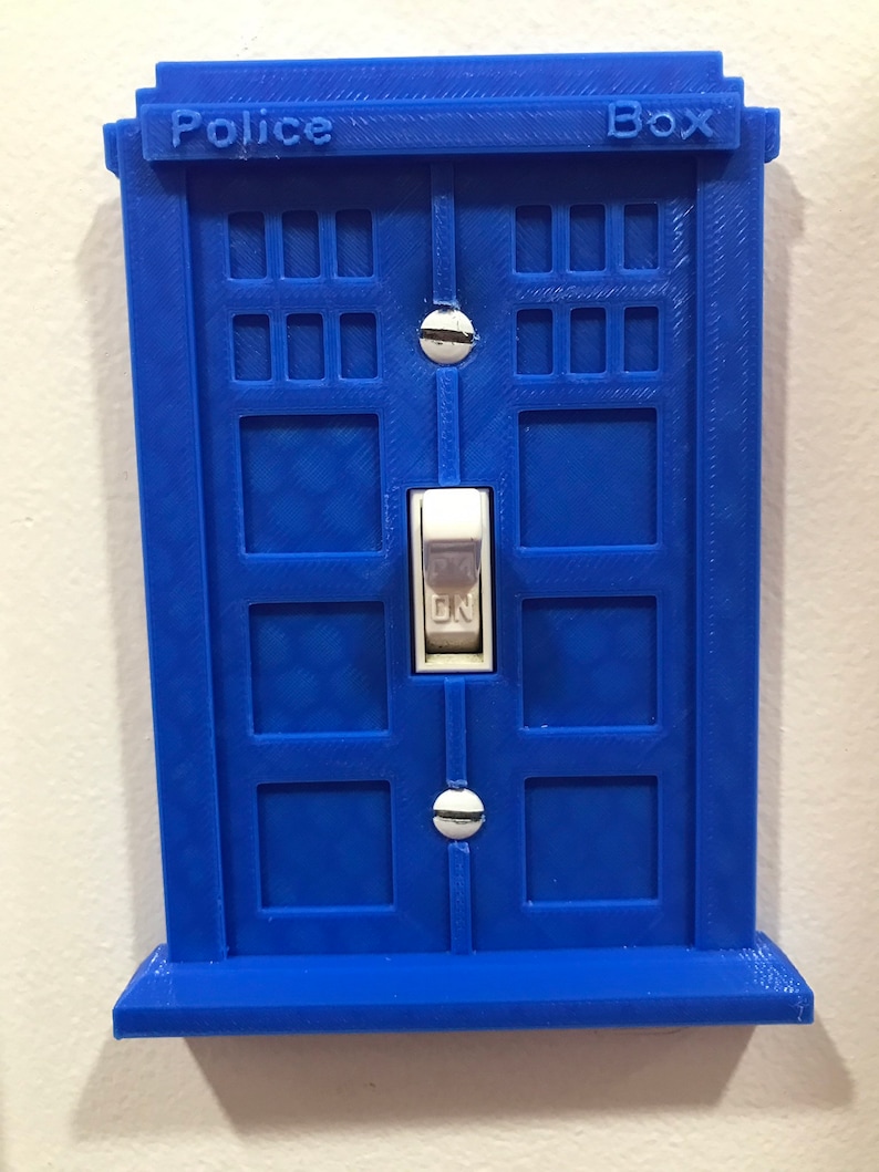 Blue Doctor Police Box Light Switch Cover Plate Face | Phone Booth ...