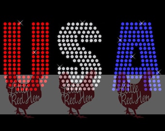 USA Flag Rhinestone Template, Svg,png, Instant Download File, Dot Arts ...