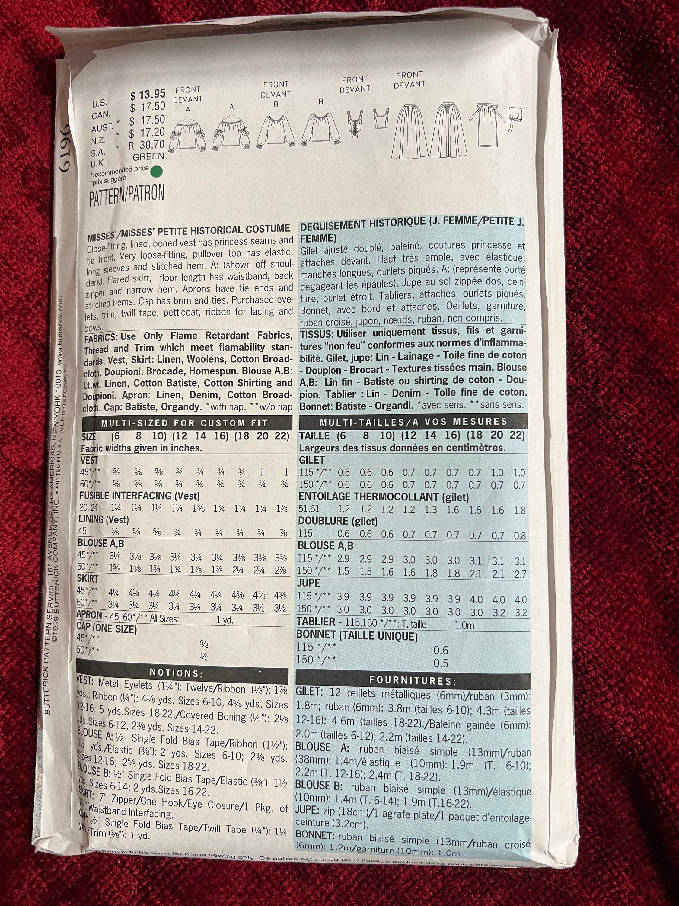 Butterick Pattern 6196 Size 12-14-16 Making History - Etsy