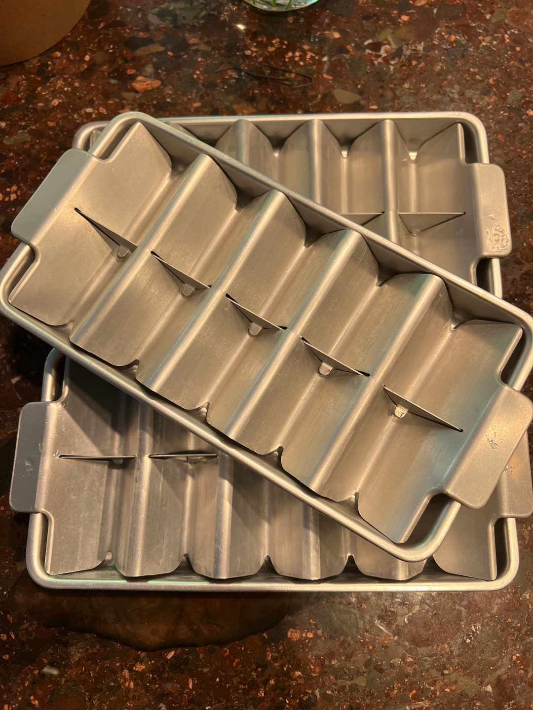 A Set of 3 Unique Vintage Aluminum Metal Ice Trays With Removable Metal ...