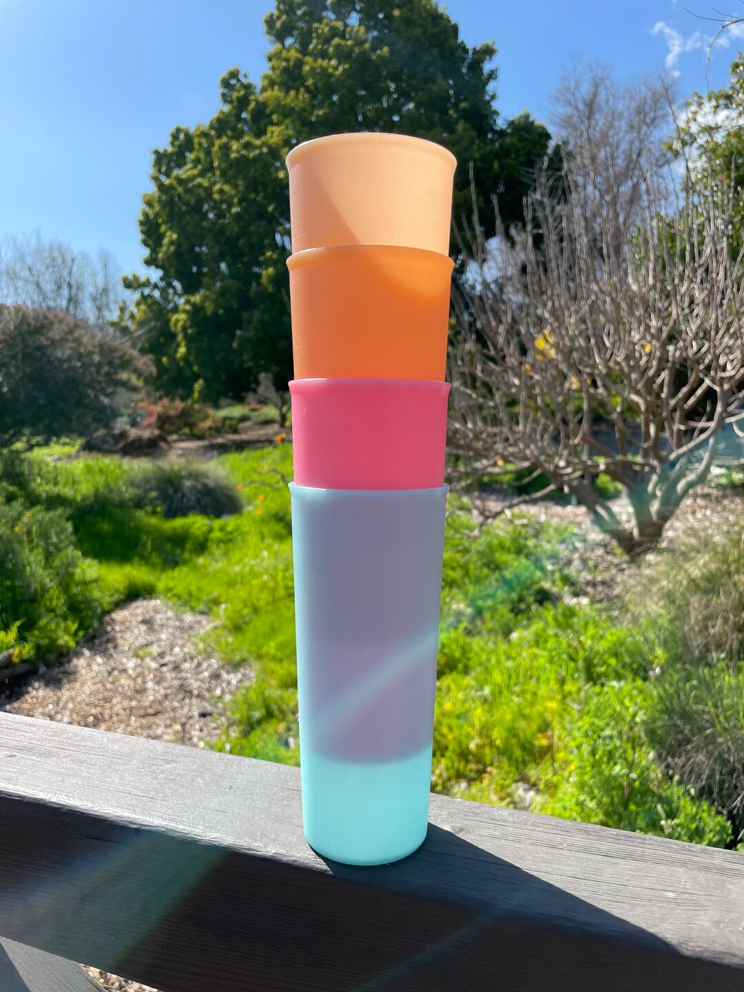 Vintage Tupperware Tumblers Set of 4 Pink Green Sherbet Color - Etsy