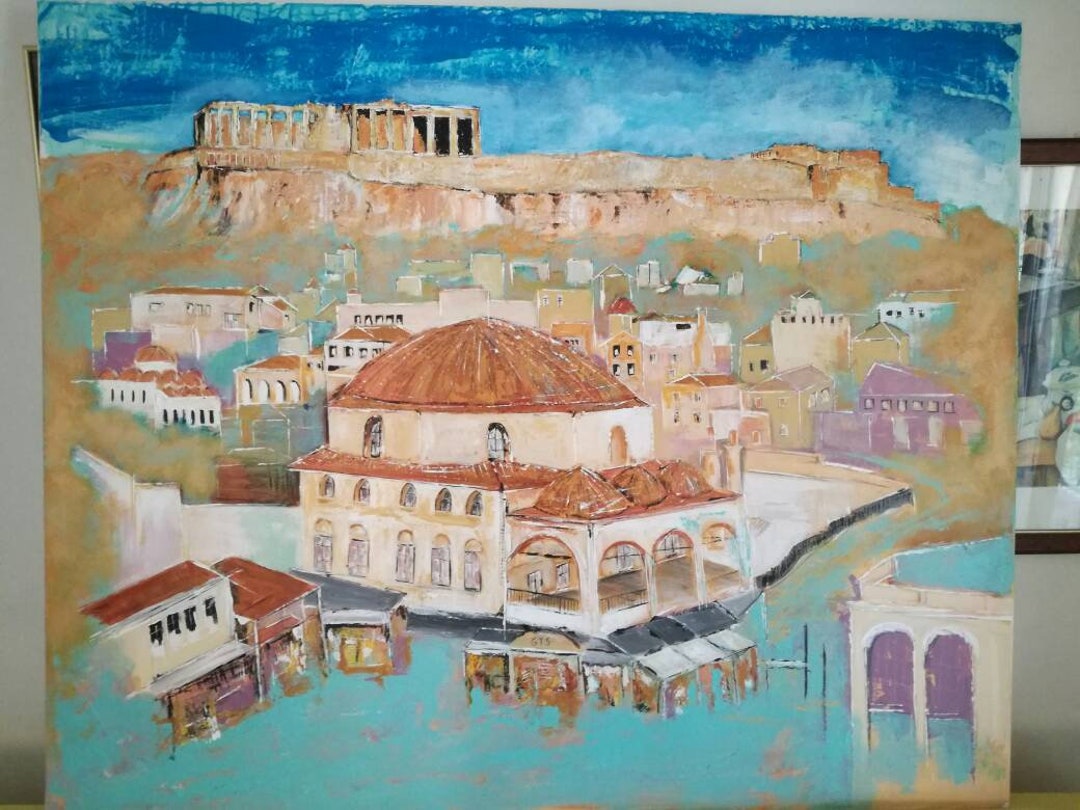 Acropolis Wall Art, Athens, Greece, Historic, Colour, Orange and Grey ...