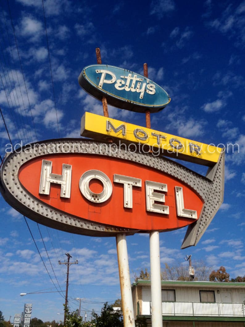 Photograph of PETTY'S MOTOR HOTEL Sign in Lufkin, Texas - Etsy