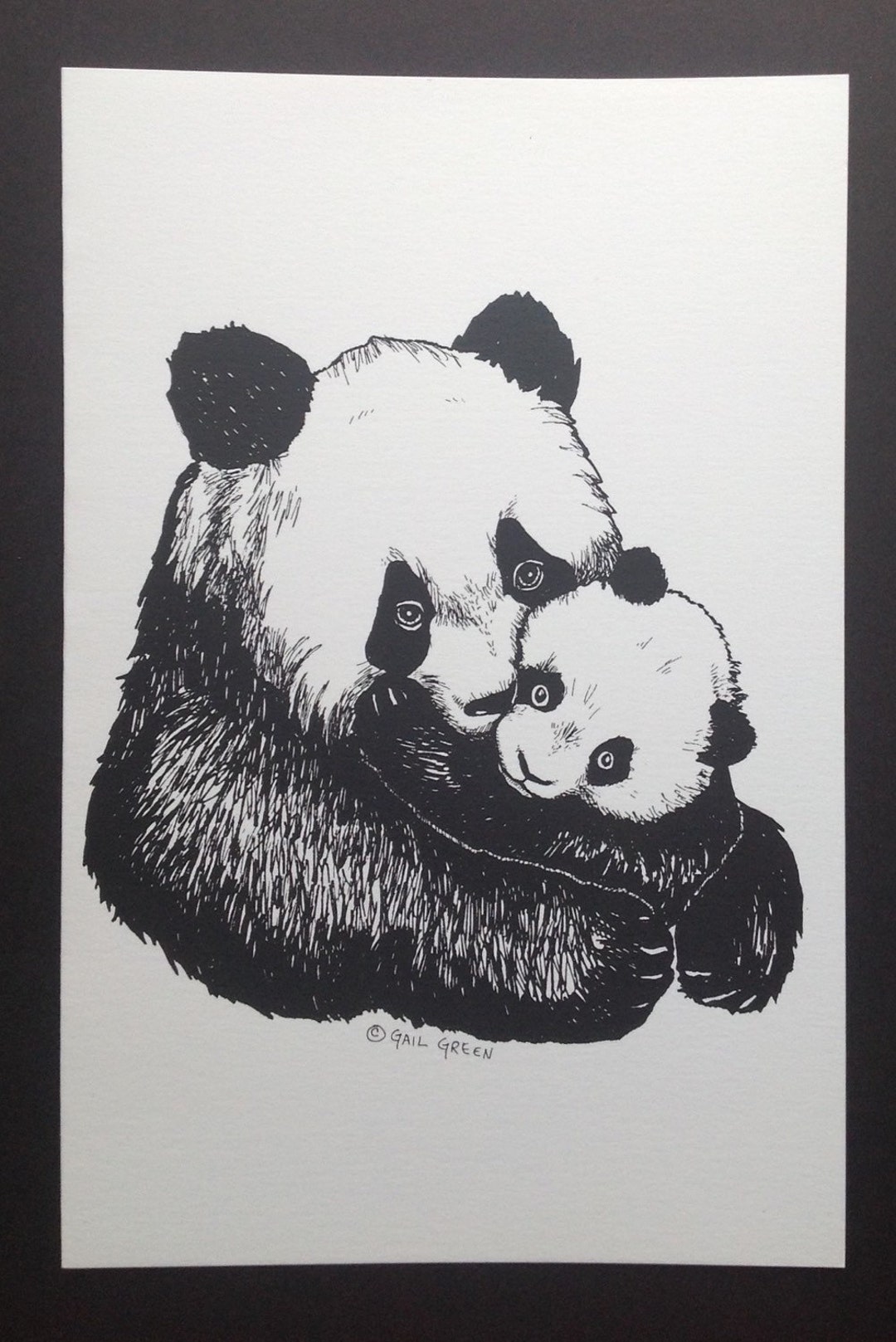 Panda Hug Drawing