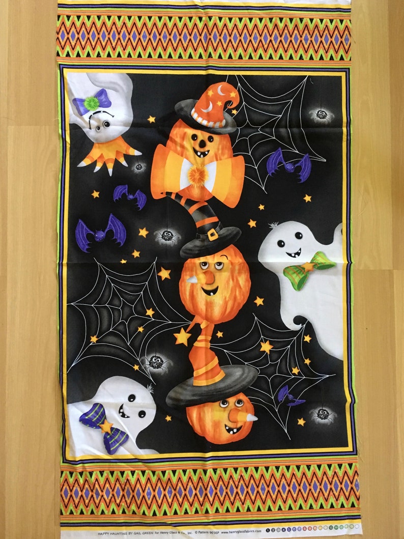 Quilt Panel Halloween Ghosts and Pumpkins Fabric | Etsy