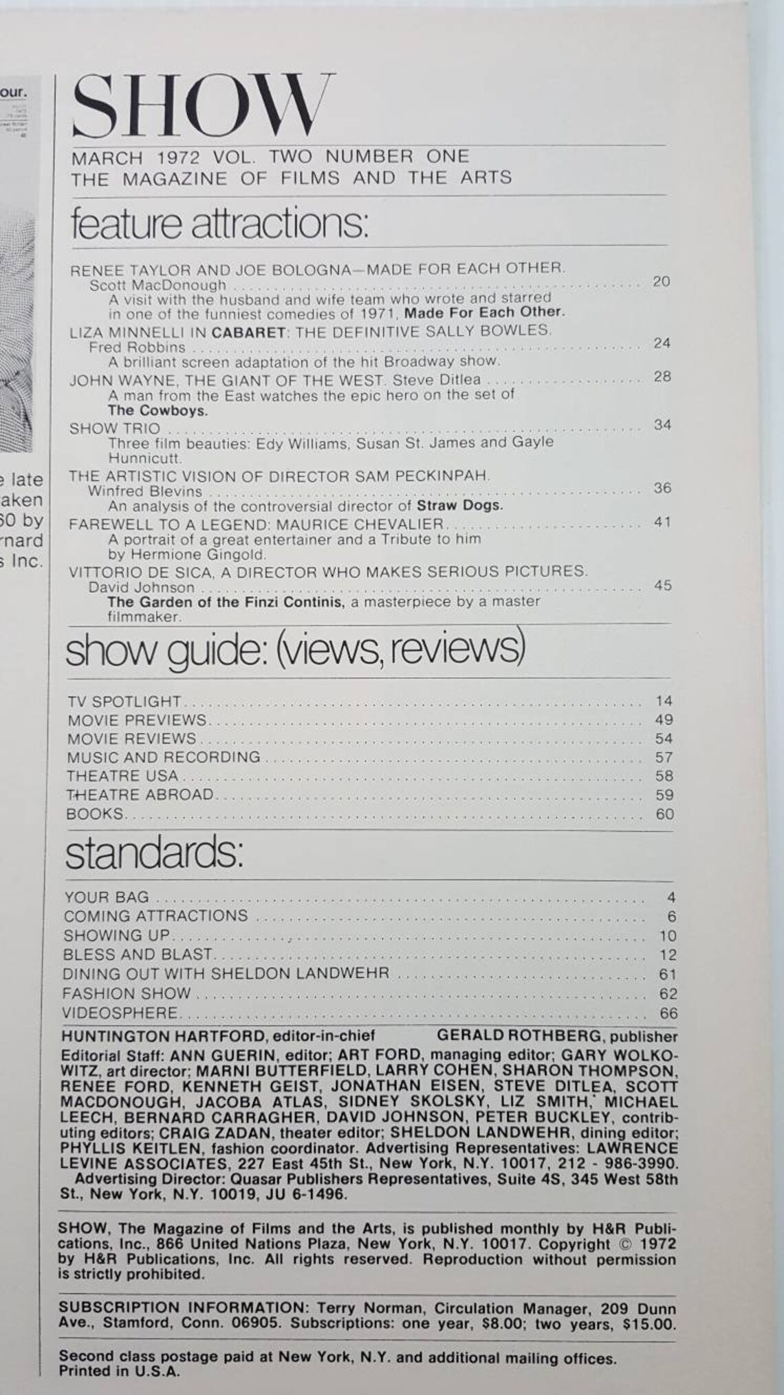 Show Magazine March 1972 Entertaiment Magazines 1972 - Etsy