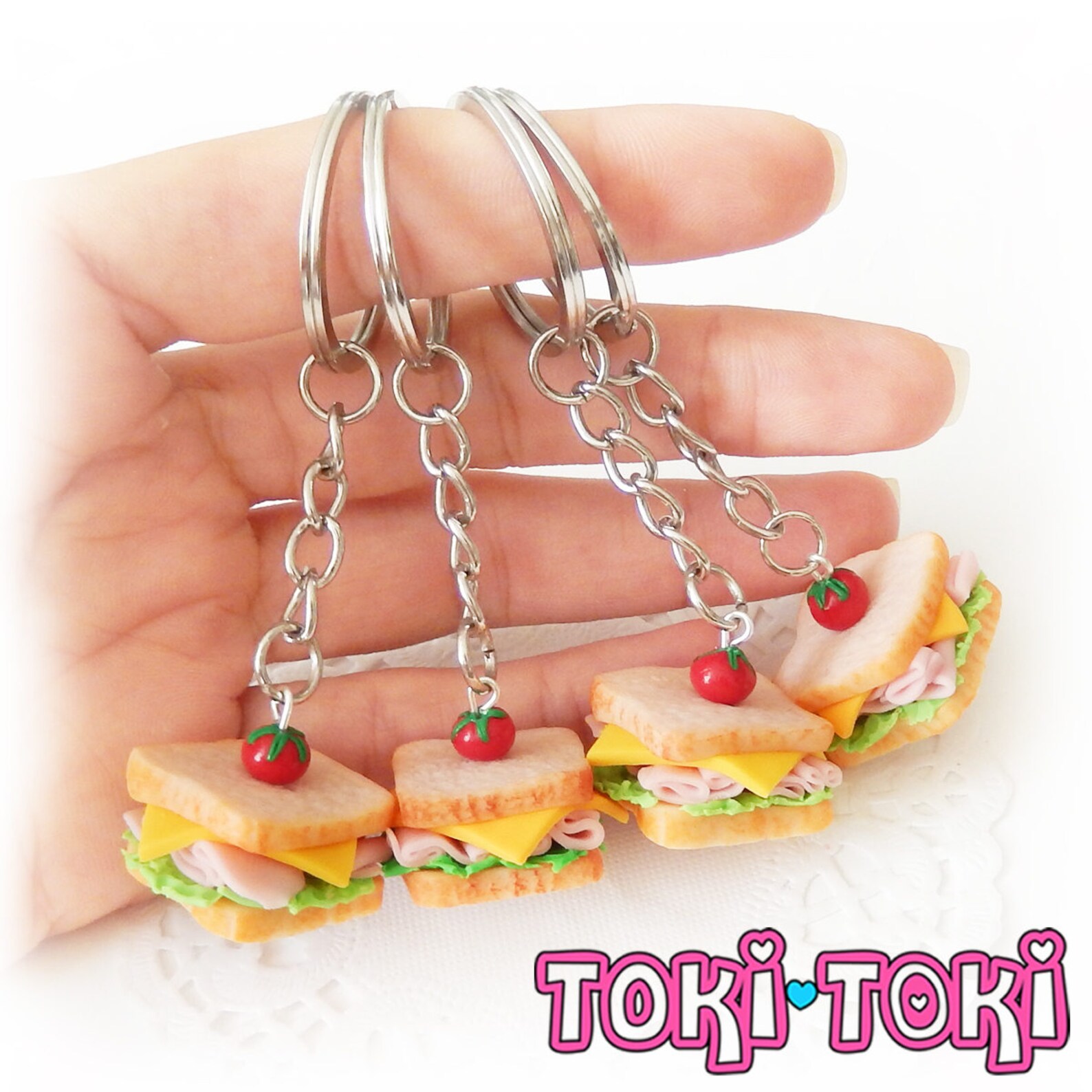 Sandwich Keychain Food Keychain Food Charms Mini Food | Etsy