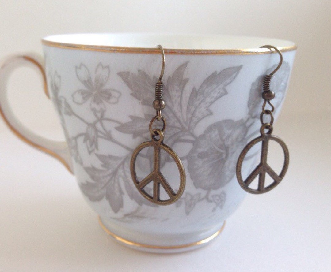 Peace Earrings - Peace Symbol Jewelry - Peace Symbol Earrings - Etsy