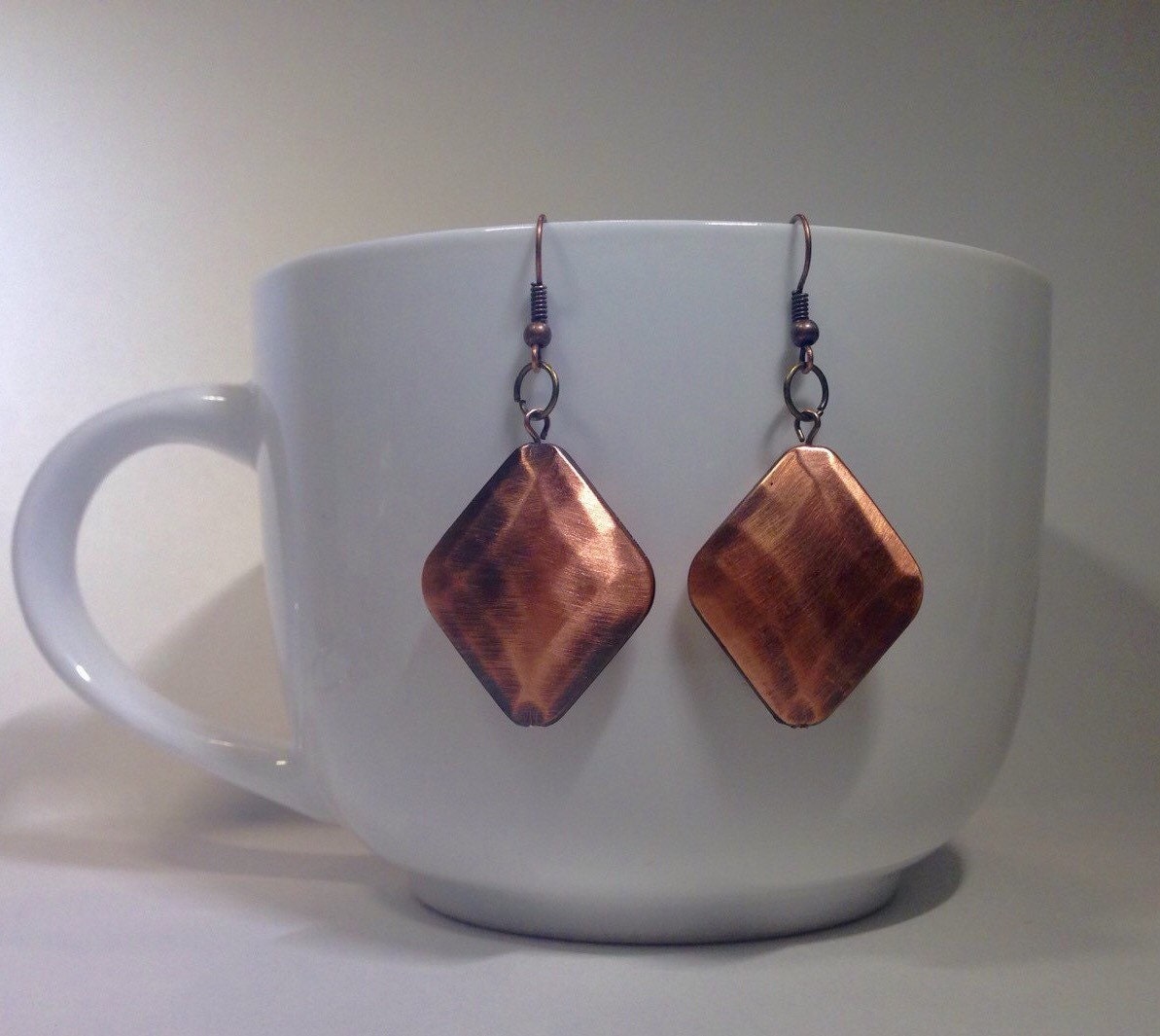 Copper Diamond Earrings | Etsy