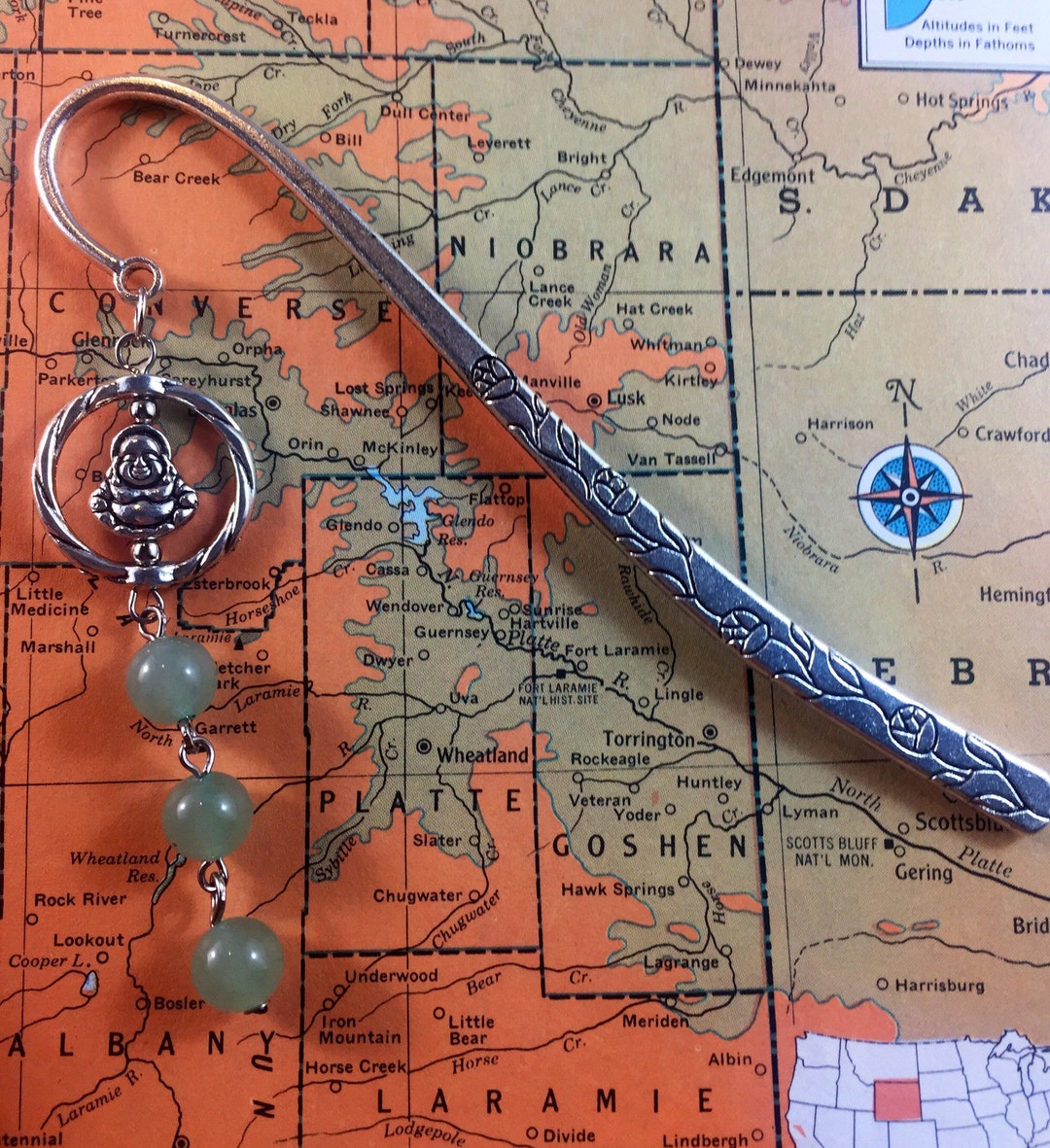 Happy Buddha Bookmark Buddha and Green Stone Bookmark - Etsy