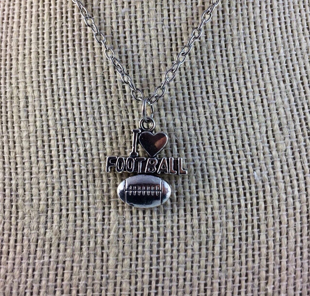 Football Necklace Chain I Love Football Pendant & Chain - Etsy