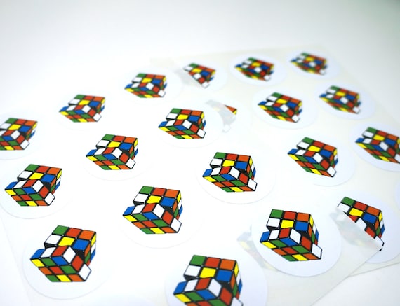 Retro Rubik's Cube Stickers 24 Pack : FREE SHIPPING - Etsy