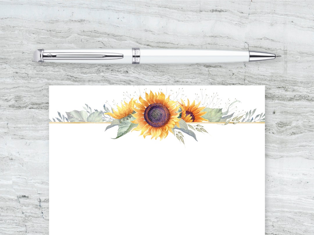 Watercolor Sunflower Letter Writing Stationery Pages : Printable ...