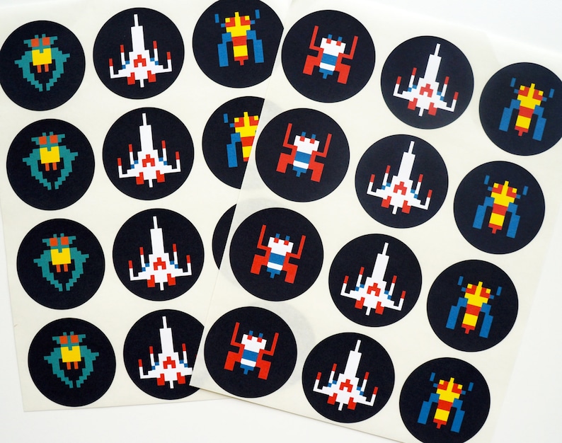 Galaga 24 Pack of Arcade Stickers : FREE SHIPPING - Etsy