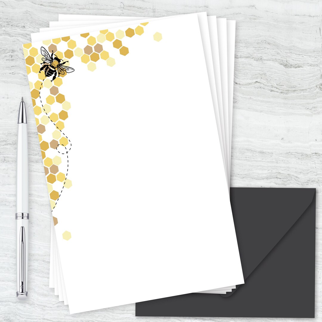 Printable Bumble Bee Honeycomb Letter Writing Pages : Digital Design - Etsy