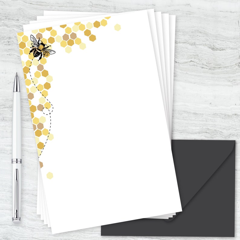 Printable Bumble Bee Honeycomb Letter Writing Pages : Digital Design - Etsy